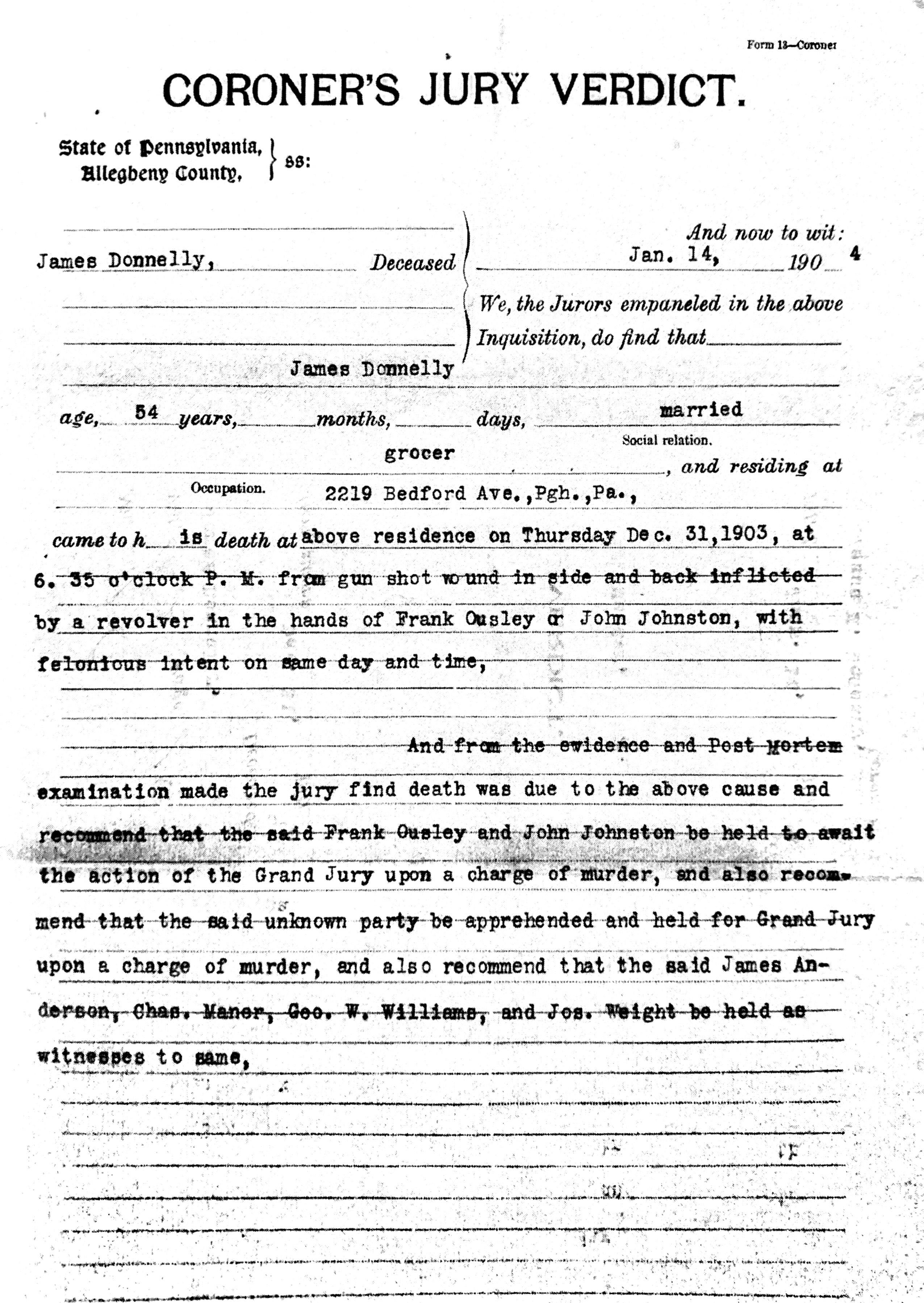 Frank Ousley and John Johnson – State Killings in the Steel City: The ...